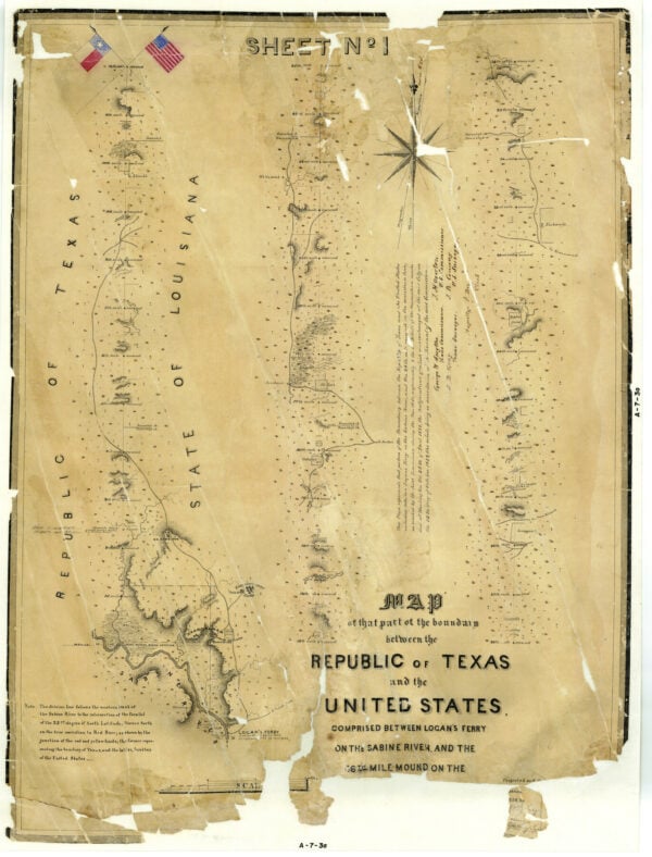 Map of that part of the boundary between the Republic of Texas and the ...
