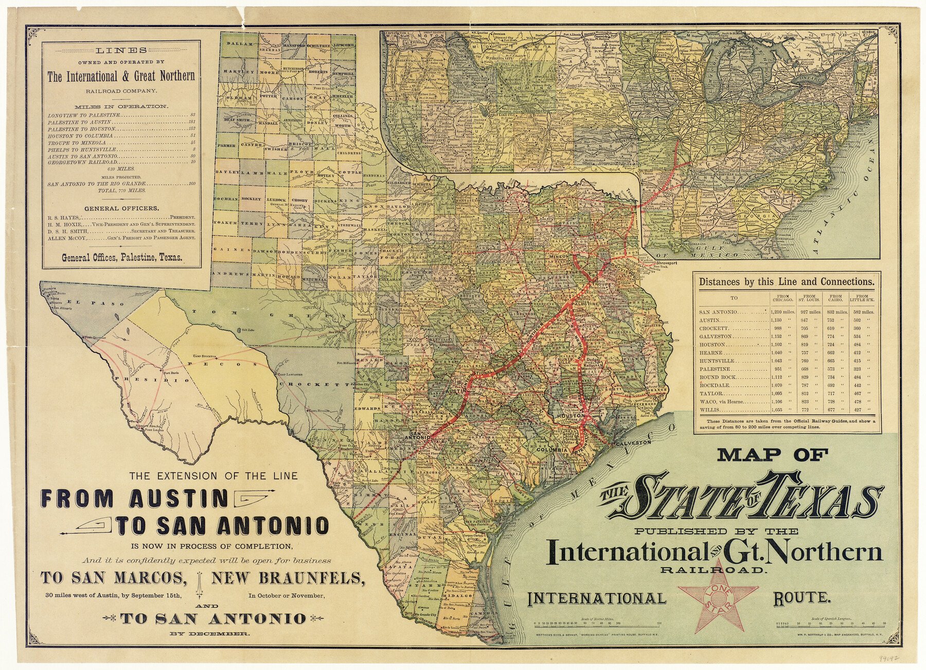 Map of the State of Texas published by the International and Gt ...